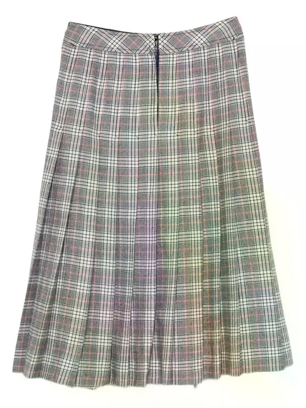 Celine 1970s Plaid Pleated Skirt