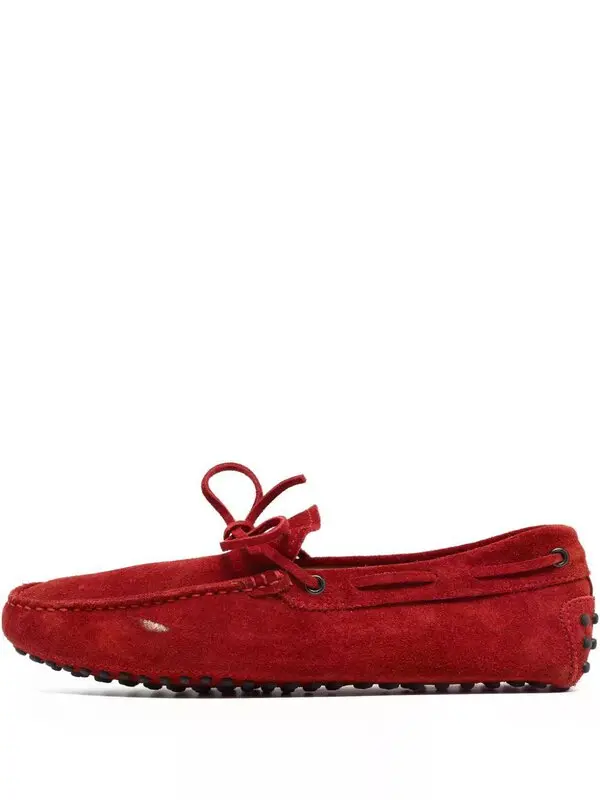TOD'S Suede Lace-up Loafers - Red
