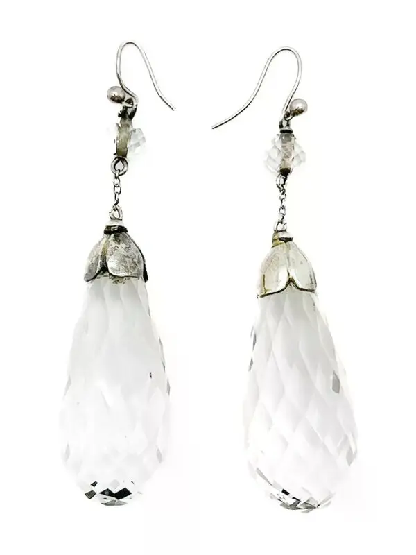 JENNIFER GIBSON JEWELLERY 1900s Crystal-embellished Drop Earrings - Silver