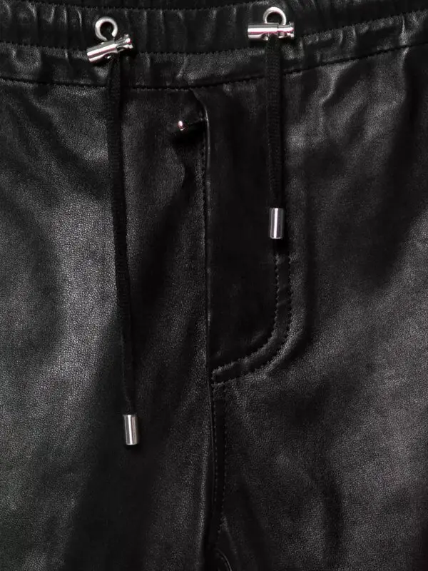 Balmain Drawstring Leather Biker Trousers