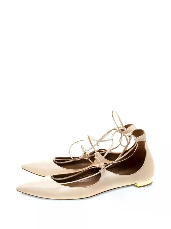 AQUAZZURA Pointed-toe Lace-up Flats