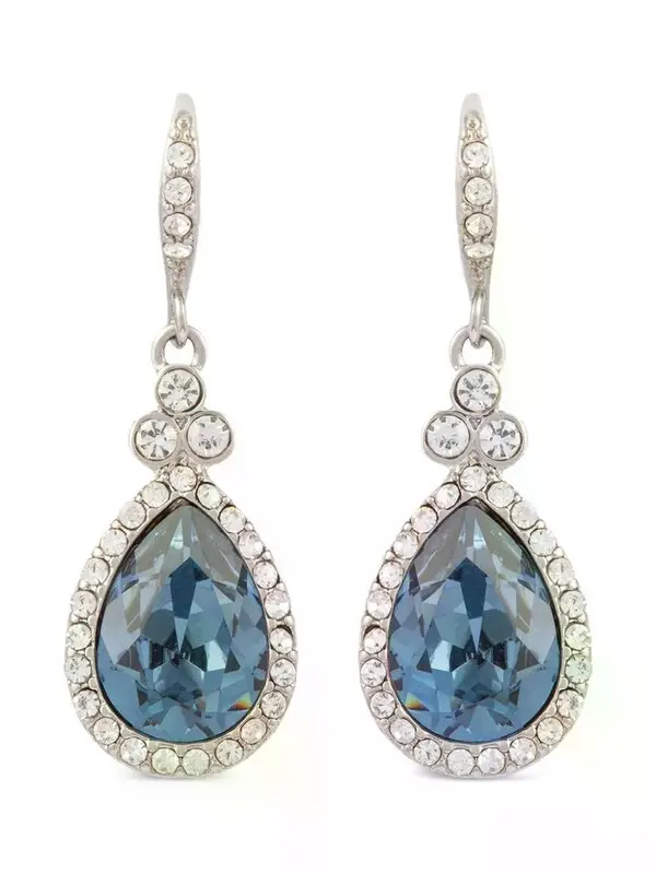 Givenchy 2000s Pear-shaped Crystal Earrings - Silver