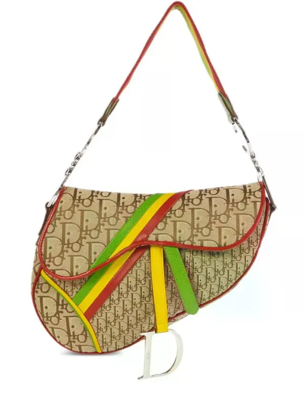 Dior 2004 Rasta Oblique Saddle Bag - Neutrals