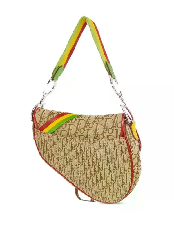Dior 2004 Rasta Oblique Saddle Bag - Neutrals