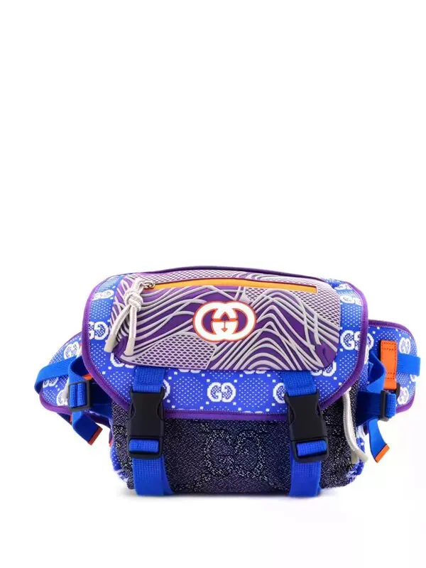 Gucci Buckle Flap Chest Strap Gg Fabric Backpack