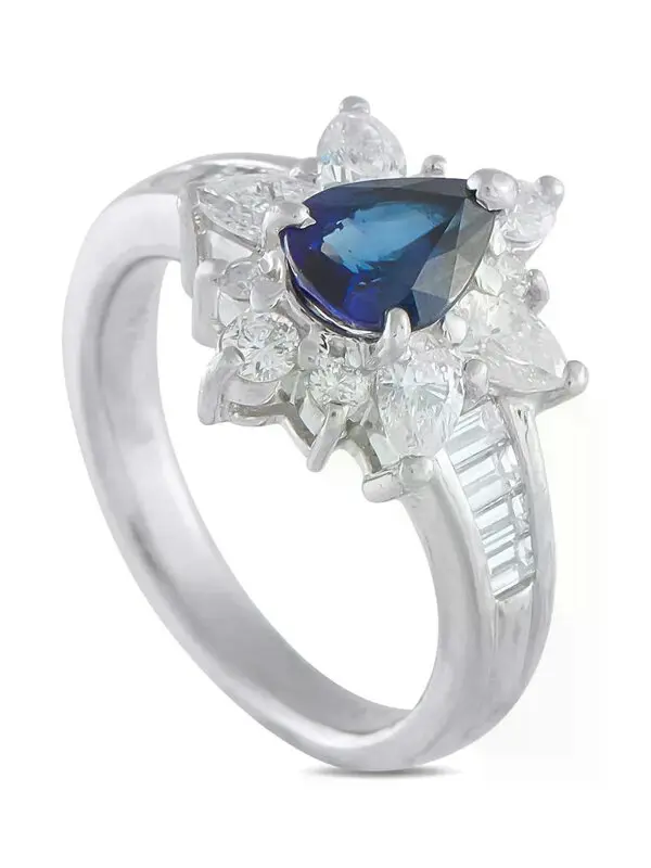 LB EXCLUSIVE Platinum, Diamond, And Sapphire Ring - Silver