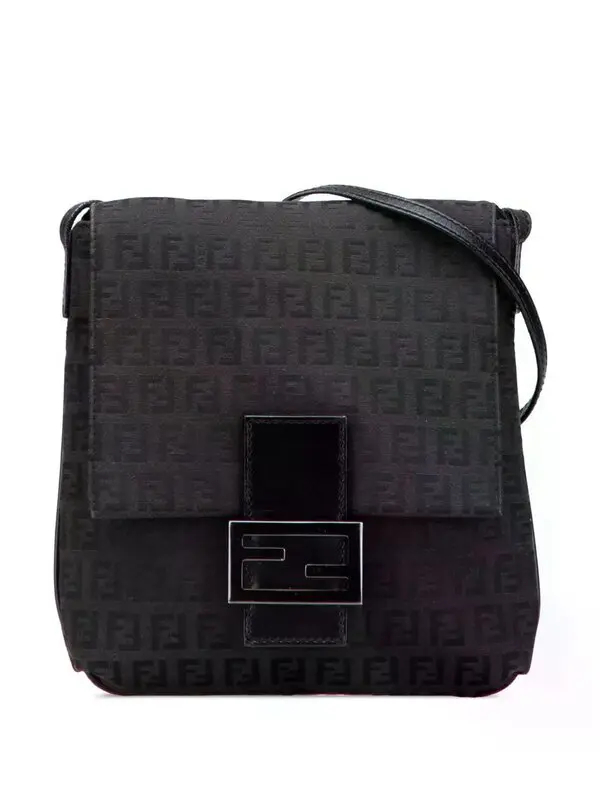 Fendi 2000-2010 Zucchino Canvas Crossbody Bag - Black