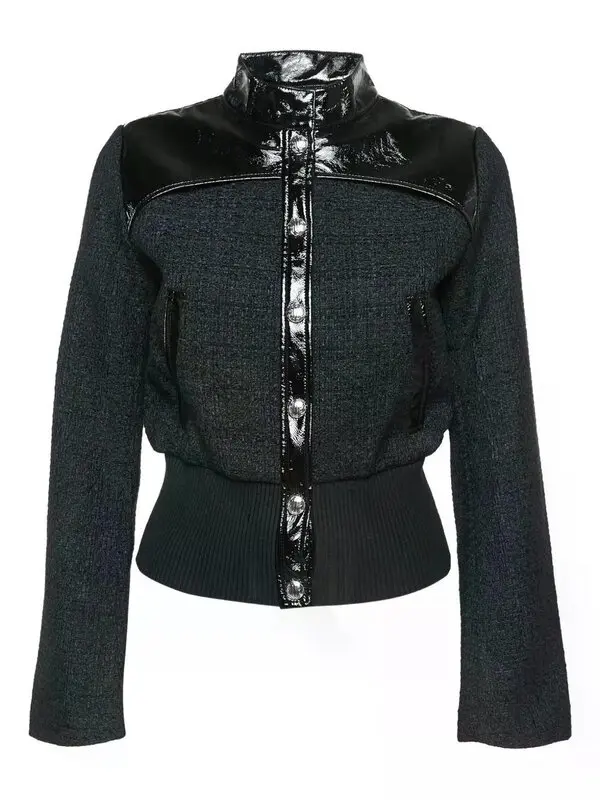 Maje Tweed & Patent Leather Jacket