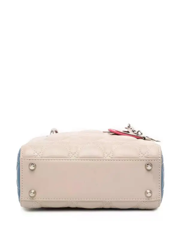 Dior 2014 Mini Tricolor Lambskin Cannage Lady Satchel - Brown