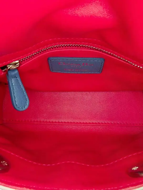 Dior 2014 Mini Tricolor Lambskin Cannage Lady Satchel - Brown