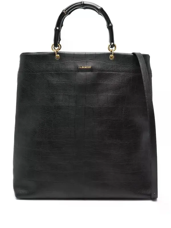 JIL SANDER Crocodile-embossed Tote Bag - Black