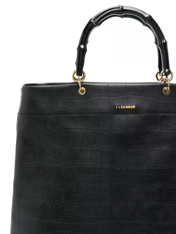 JIL SANDER Crocodile-embossed Tote Bag - Black