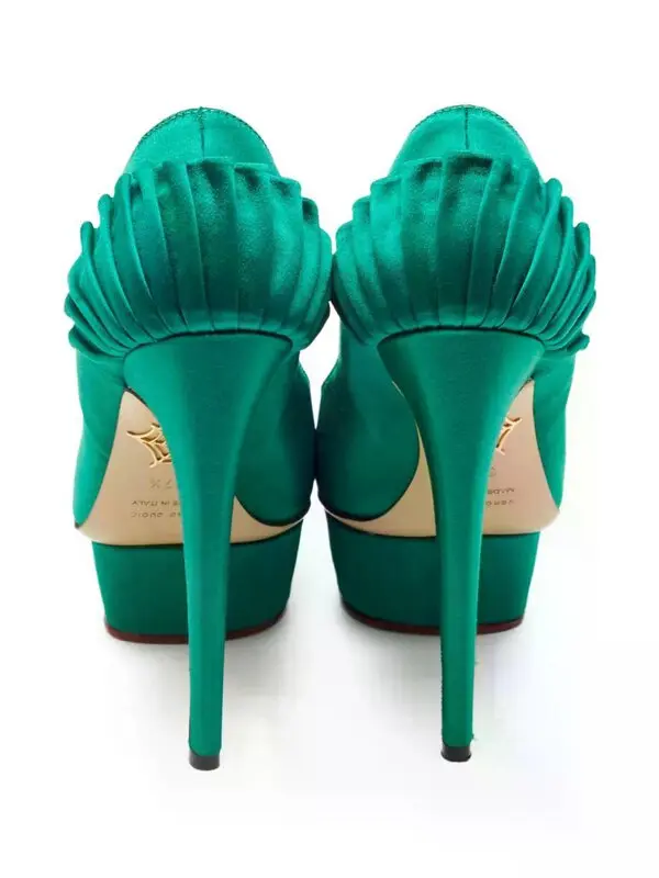 CHARLOTTE OLYMPIA 140mm Satin Platform Pumps - Green