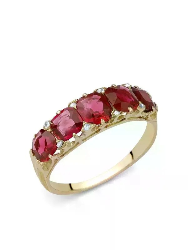 PRAGNELL 18kt Yellow Victorian Burmese Ruby And Diamond Ring