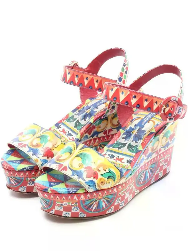 Dolce & Gabbana 2000s 90mm Platform Printed Sandals - Red