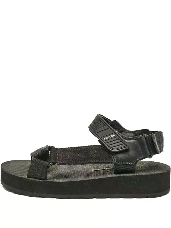 Prada Logo Print Flat Sandals