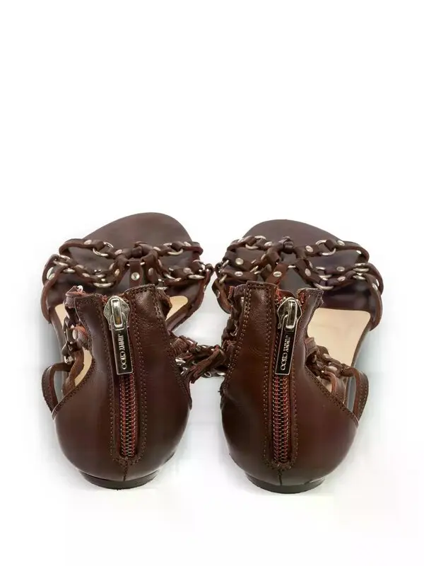 JIMMY CHOO Calf Leather Studded Gladiator Flat Sandals