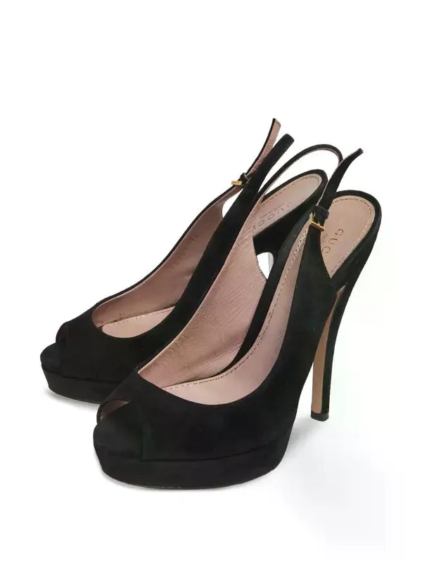 Gucci 130mm Peep-toe Slingback Pumps - Black
