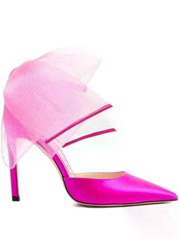 JIMMY CHOO 100mm Averly Heeled Pumps With Tulle Bow Embellishment