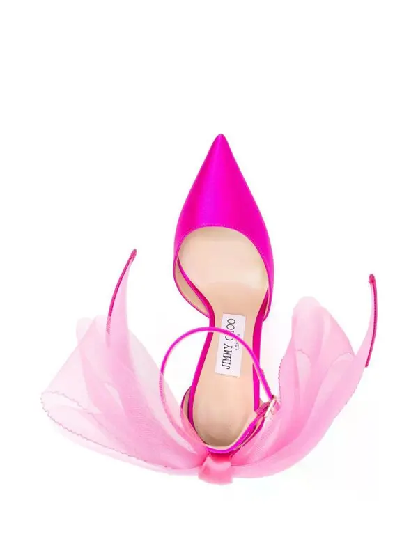 JIMMY CHOO 100mm Averly Heeled Pumps With Tulle Bow Embellishment
