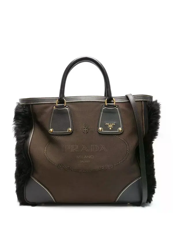 Prada 2010s Shearling-trim Tote Bag