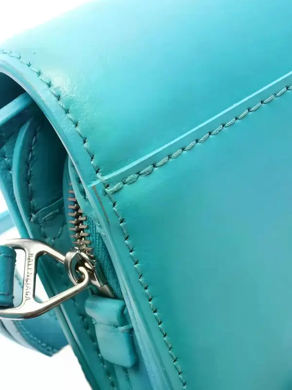 Balenciaga B-logo Leather Shoulder Bag - Blue