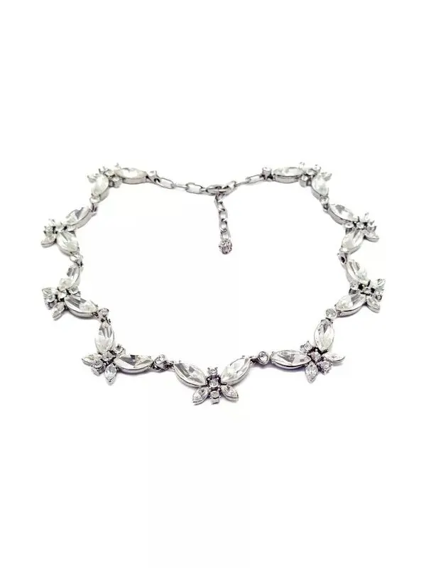 JENNIFER GIBSON JEWELLERY Sardi 1980s Crystal Butterfly Necklace - Silver