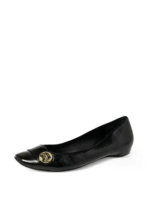 Tory Burch Patent Leather Andi Ballet Flats With Double T Logo