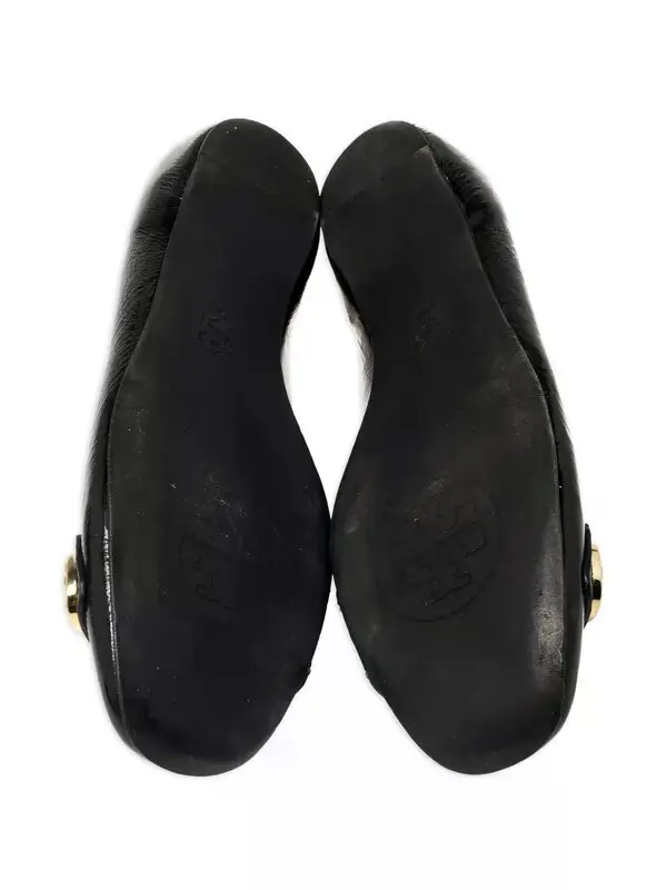 Tory Burch Patent Leather Andi Ballet Flats With Double T Logo