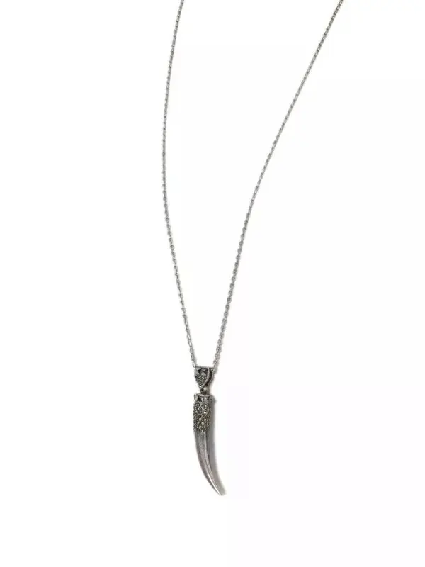 JEAN PAUL GAULTIER Tone Horn Pendant Necklace - Silver