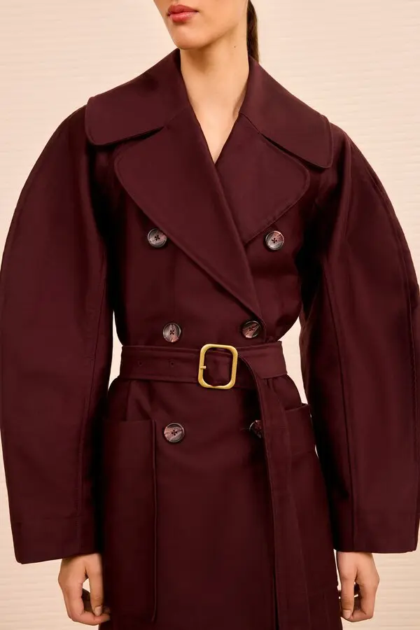 Ulla Johnson Fleur Belted Trench Coat - Claret