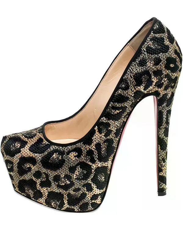 CHRISTIAN LOUBOUTIN 160mm Daffodile Leopard Print Platform Pumps - Black