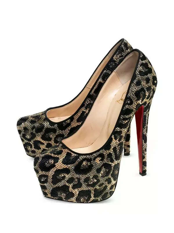 CHRISTIAN LOUBOUTIN 160mm Daffodile Leopard Print Platform Pumps - Black