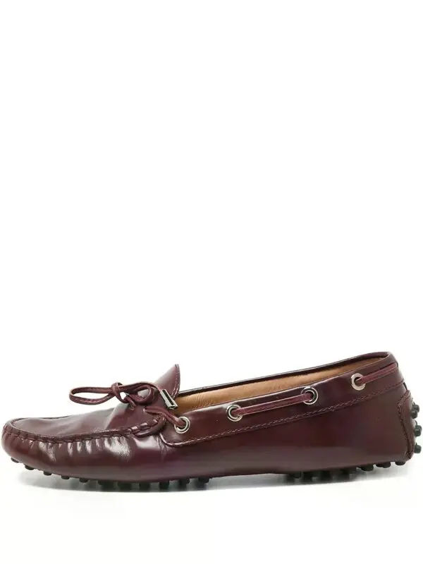 TOD'S Burgundy Leather Loafers - Red