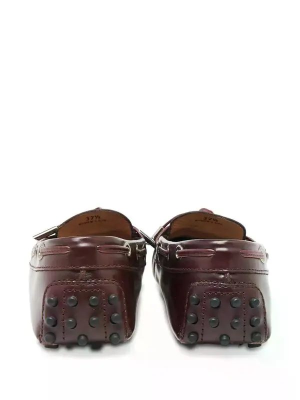 TOD'S Burgundy Leather Loafers - Red