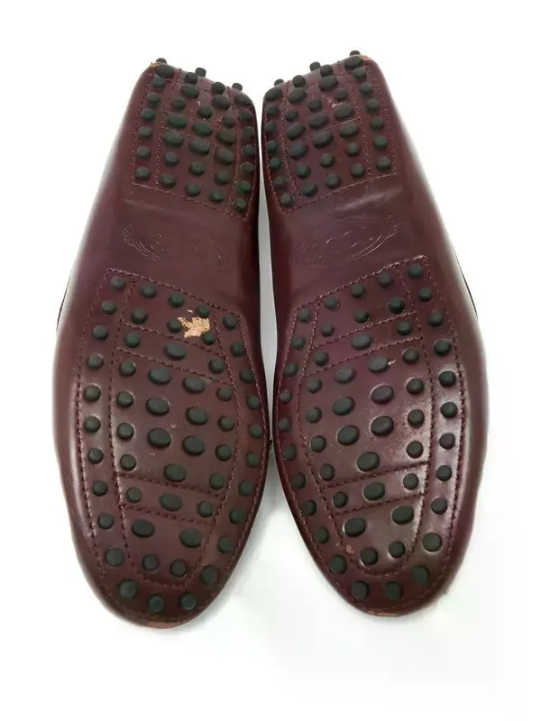 TOD'S Burgundy Leather Loafers - Red