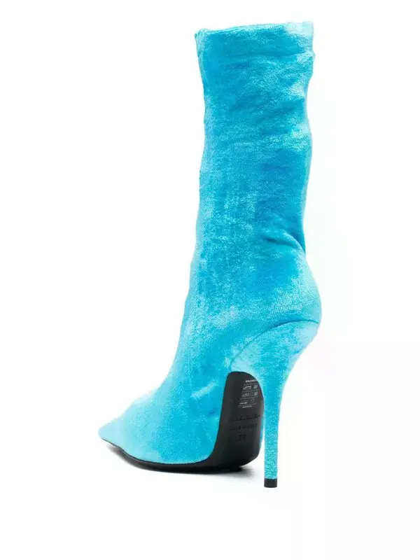 Balenciaga Velvet-effect Pointed-toe Ankle Boots