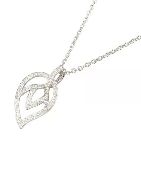 PIAGET 2010s 18k White Gold Diamond Leaf Pendant Necklace