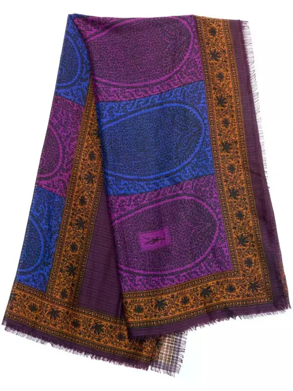 Saint Laurent 1970s Floral-print Scarf - Brown