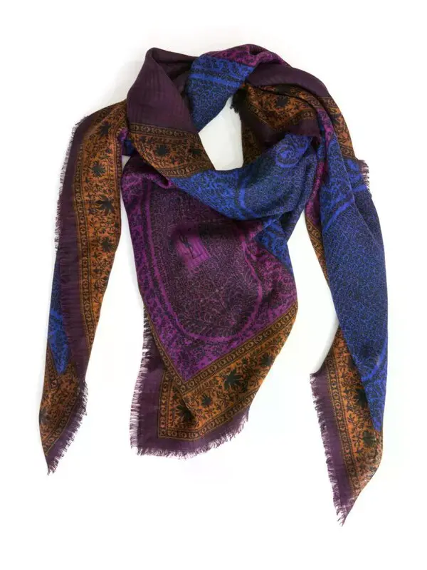 Saint Laurent 1970s Floral-print Scarf - Brown