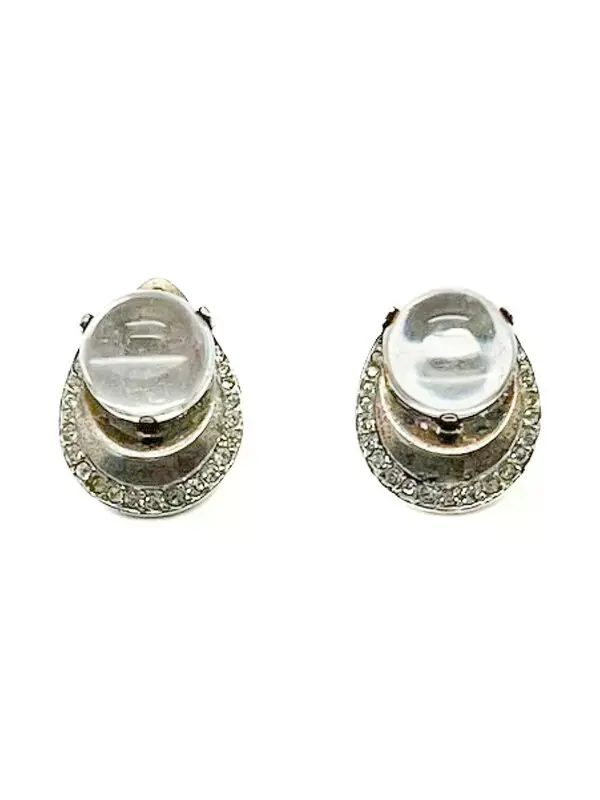 JENNIFER GIBSON JEWELLERY X Trifari Alfred Philippe 1940s Crown Earrings - Silver
