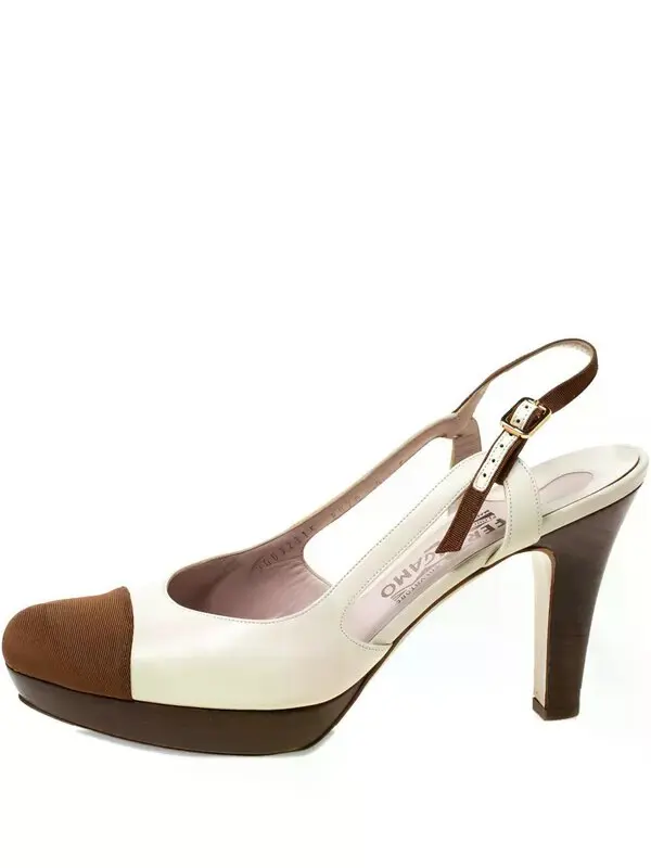 FERRAGAMO 100mm Slingback Pumps With Contrasting Toe Cap