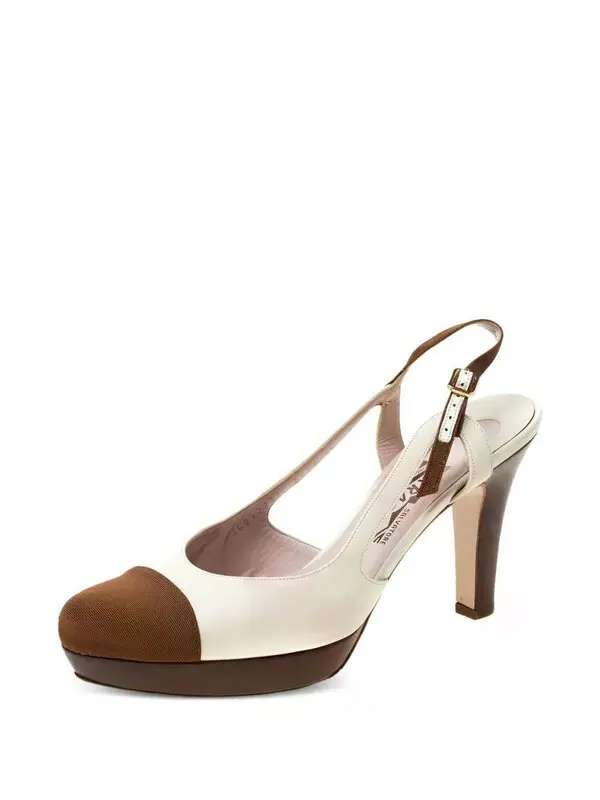 FERRAGAMO 100mm Slingback Pumps With Contrasting Toe Cap