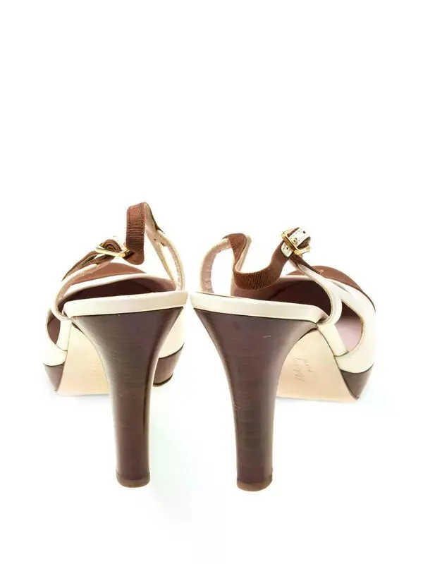 FERRAGAMO 100mm Slingback Pumps With Contrasting Toe Cap