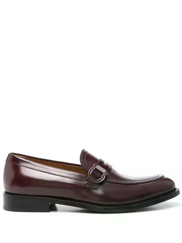 FERRAGAMO Gancini-plaque Leather Moccasins