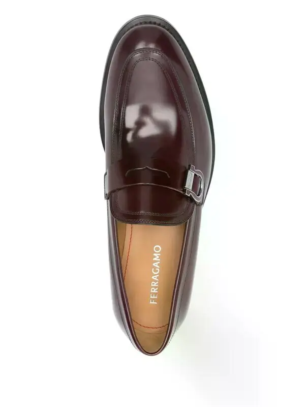 FERRAGAMO Gancini-plaque Leather Moccasins