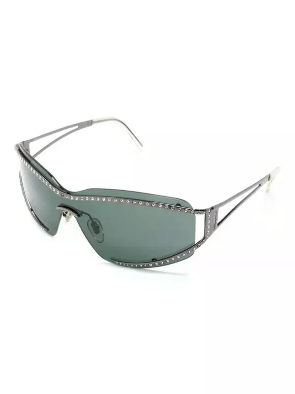 FERRAGAMO Crystal-embellished Shield-frame Sunglasses