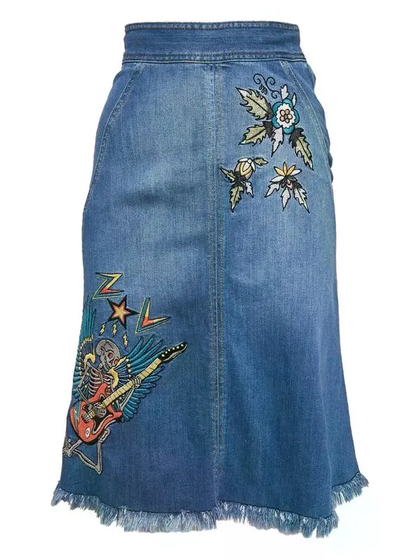 Zadig&Voltaire Embroidered Denim Mini Skirt - Blue