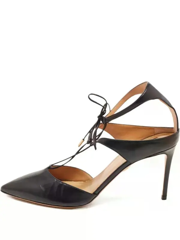 AQUAZZURA Lace-up Leather Stiletto Pumps - Black