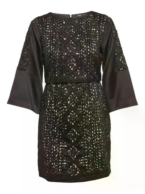 Maje Embroidered Bell-sleeves Dress - Black